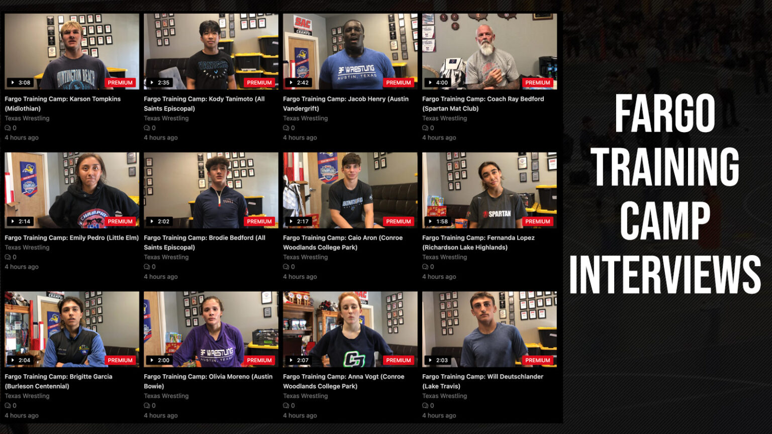 Fargo Training Camp Interviews - Texas Wrestling