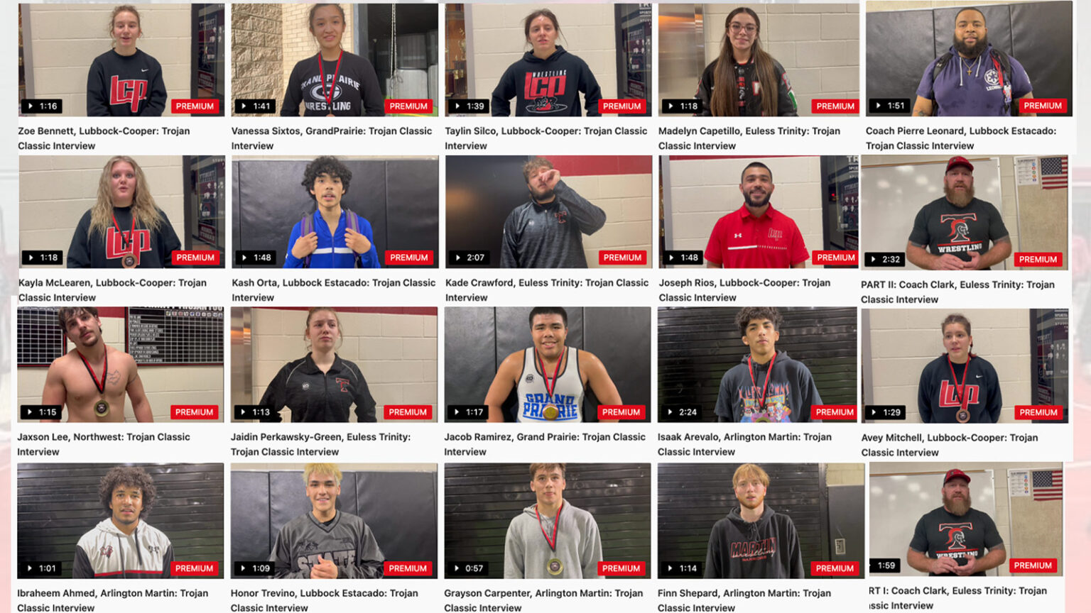 Twenty Wrestler and Coach Interviews from Euless Trinity Trojan Classic ...